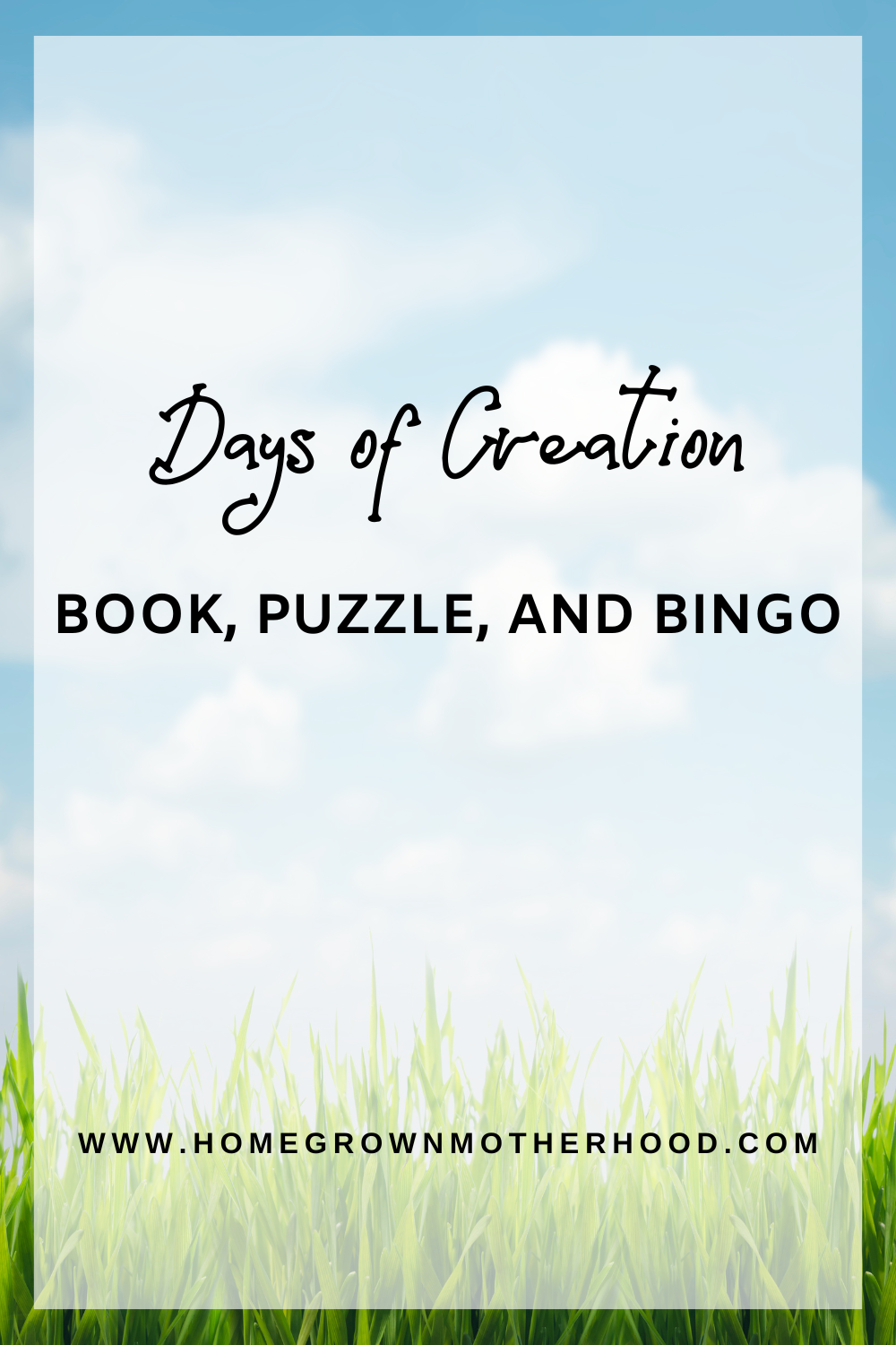 Days of Creation Book Puzzle and Bingo