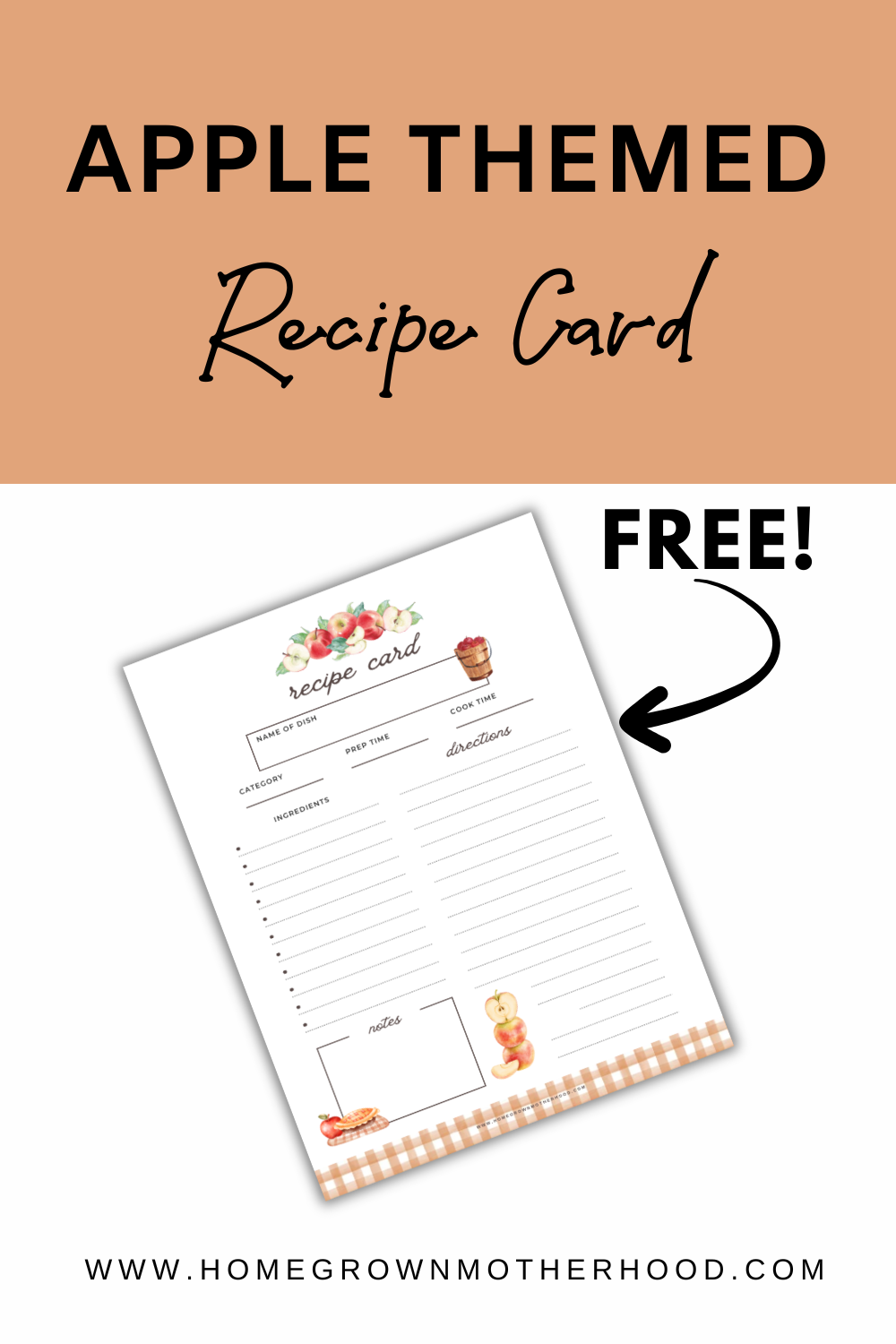 Apple Themed Recipe Card